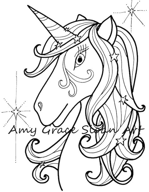 Star Unicorn Coloring Page Etsy