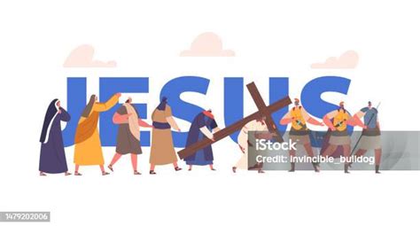 Konsep Penyaliban Yesus Kristus Memikul Salib Simbol Penderitaan Dan