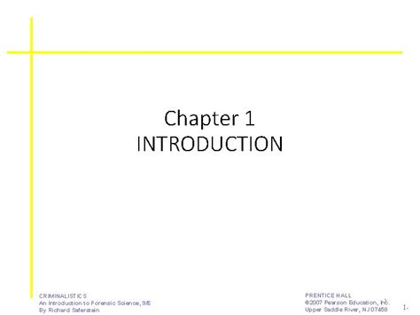 Chapter INTRODUCTION CRIMINALISTICS An Introduction To Forensic