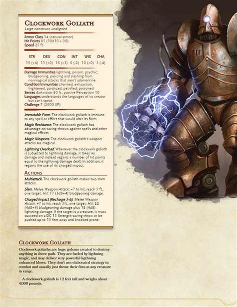 [5e][monsters] Clockwork Golems Compendium Imgur Clockwork