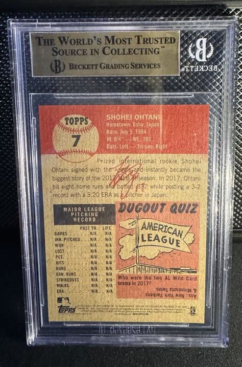 Shohei Ohtani 2018 Topps Living Rc 7 Bgs 10 Pristine 3x 10 Subs D