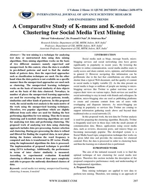 A Comparative Study Of K Means And K Medoid Clustering For Social Media