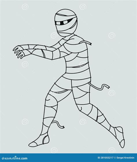 Minimalist Mummy Girl Halloween Costume On White Background Stock Image