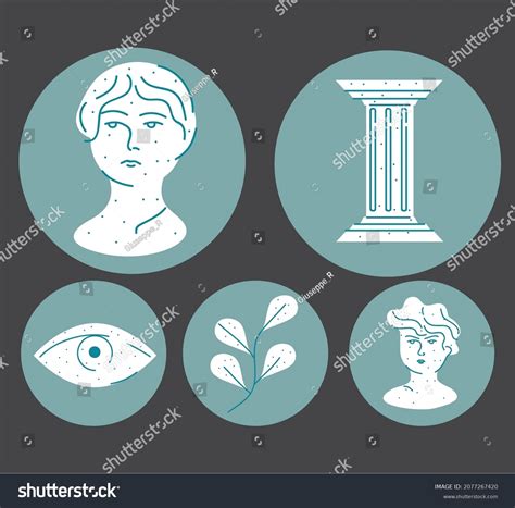 Ancient Greek Statue Column Icons Stock Vector Royalty Free