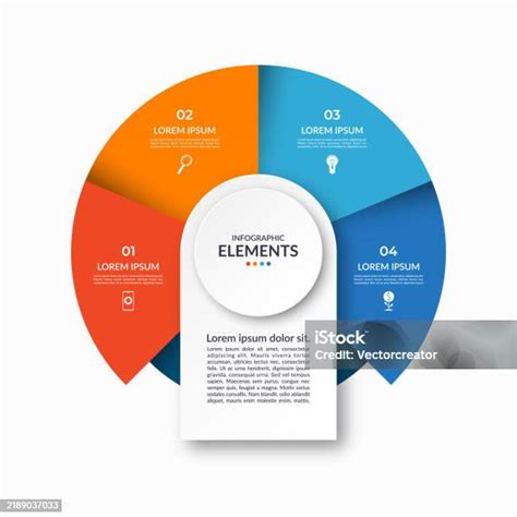 4 단계 부품이있는 인포 그래픽주기 다이어그램 벡터 infographic 원형 템플릿 4 가지 옵션 텍스트 위치 포함 보고서
