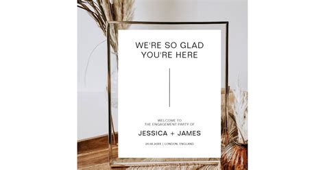 Were So Glad Youre Here Modern Wedding Welcome Poster Zazzle