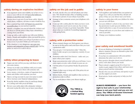 Reclaim At The University Of Cincinnati Domestic Violence Safety Plan
