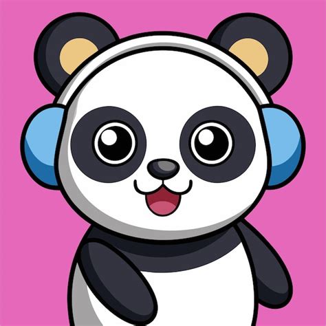 Panda Cat With Headset Premium Ai Generated Vector