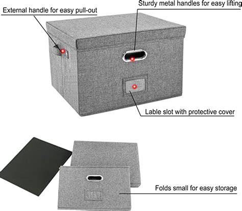 File Box With 5 Hanging Filing Folders Document Organizer Storage For