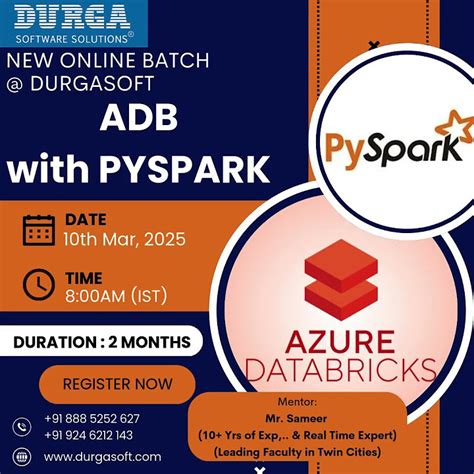 🚀 Adb With Pyspark Training Azure Databricks New Batch Durgasoft