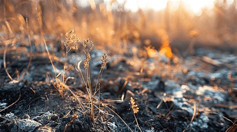 Burnt Grass After A Fire In The Forest Grass Burned To Ashes With Blurred Background Grass
