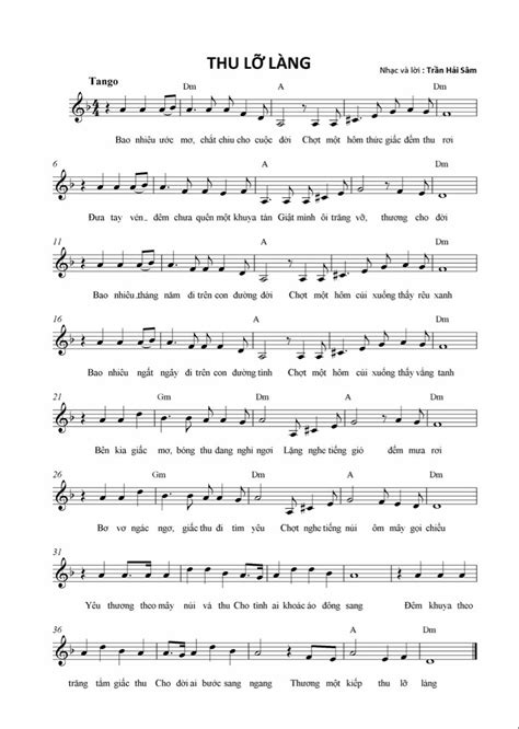 THU LỠ LÀNG Music Sheet