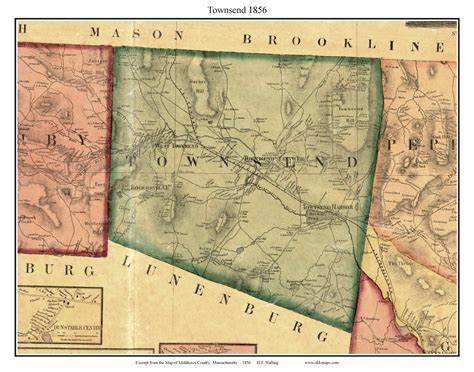 Townsend Massachusetts 1856 Old Town Map Custom Print Middlesex Co Old Maps