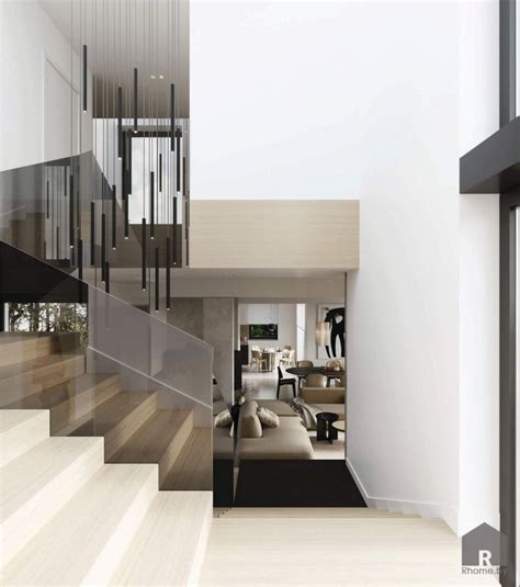 Лестница из стекла и дерева Дом Интерьер Дизайн интерьера