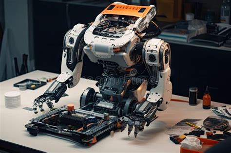 Robot Is Being Disassembled To Perform Routine Maintenance With All
