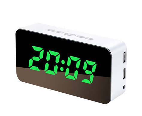 Alarm Clock Mirror Surface Multi Functional With 2 Usb Interfaces
