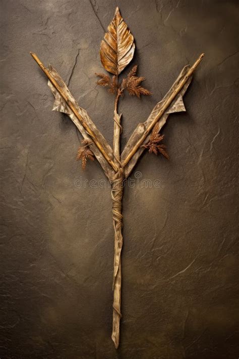 Rustic Arrow Made From Twigs And Leaves Pointing Right Stock