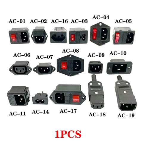 Iec320 C14 Tomada Elétrica Ac 3 Pinos Led Vermelho 250v Interruptor