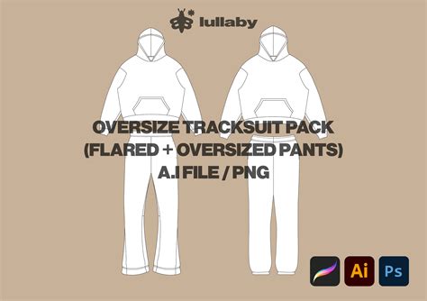 Streetwear Tracksuit Template Flared Set Pack Vector Mockup