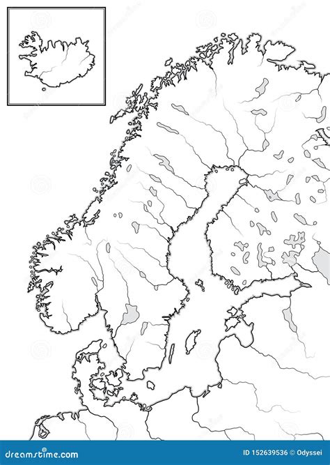 Mapa De Las Tierras ESCANDINAVAS Escandinavia Suecia Noruega Finlandia Dinamarca Y Islandia