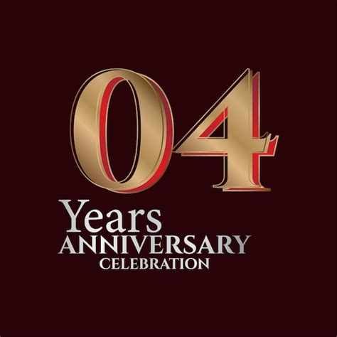 Premium Vector 04th Years Anniversary Logo Gold And Red Colour