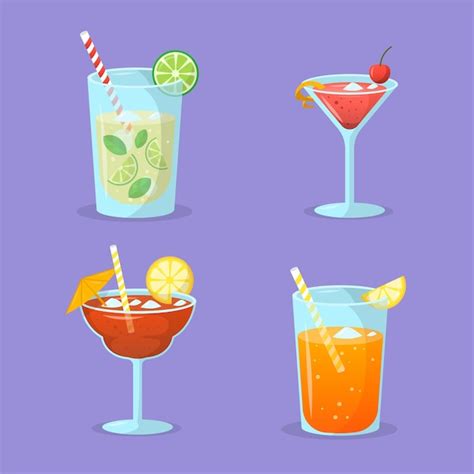 Free Vector Flat Design Cocktail Collection