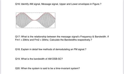 Solved Q16 Identify AM Signal Message Signal Upper And Chegg Com