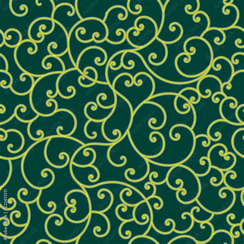 Vector Beautiful Botanical Colorful Flourish Pattern Over Green