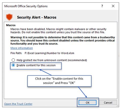 Excel Macro Security Warning Not Showing At Leah Crisp Blog