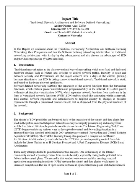 Traditional Network Architecture And Sdn Pdf Computer Network