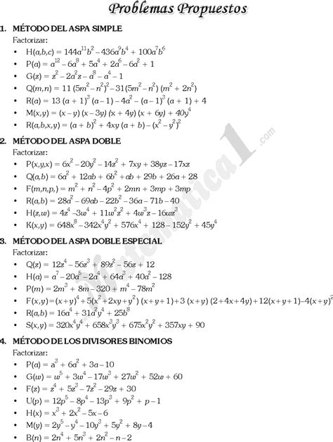 Ejercicios De Factorizacion Resueltos Pdf
