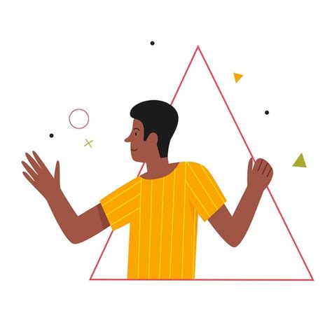 Premium Vector Dark Skin Man Holding Triangle Geometric Shape