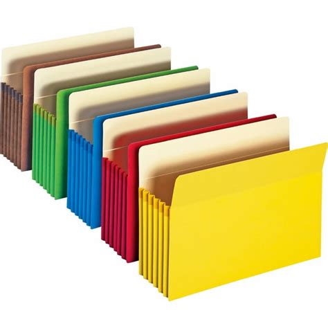Smead Colored File Pockets 5 25 Expansion Asst 5 Pk Letter 73836