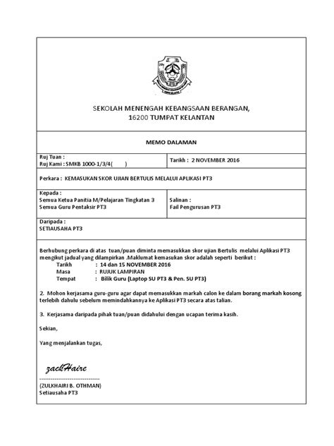 Memo Kemasukan Markah Pt3 Pdf