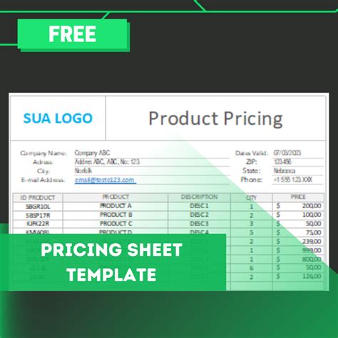 Pricing Sheet Template Archives Exsheets