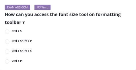 How Can You Access The Font Size Tool On Formatting Toolbar Examians