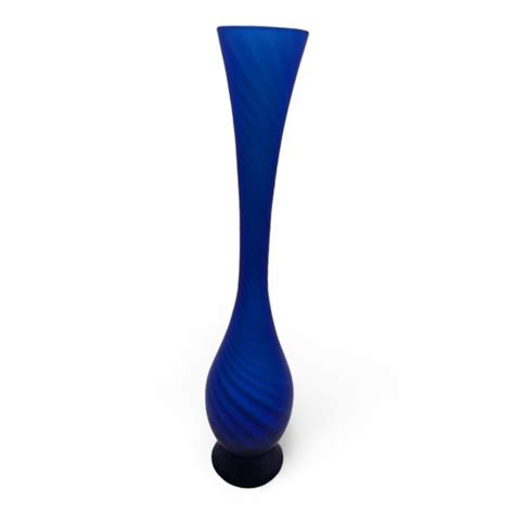 Vintage Mcm Cobalt Blue Swirl Art Glass Bud Vase 115 In Etsy