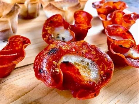 Pepperoni Pizza Cups Made With Straight Up Pepperoni For A Gf Option