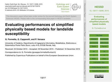 Pdf Evaluating Performances Of Simplified Physically Based Models