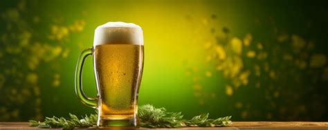 Premium Photo A Glass Of Beer On A Green Background Generative Ai