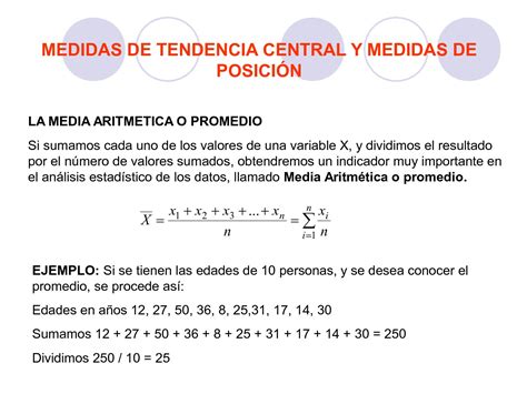 Calam O Medidas De Tendencia Central