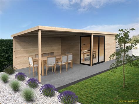 Abri De Jardin En Bois Avec Baies Vitrées Tavira Avec Grande Avancée