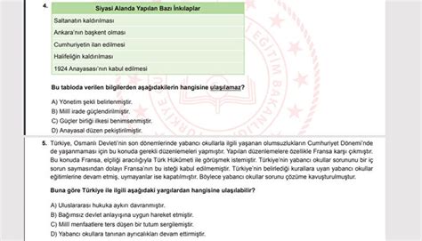 LGS SINAV SORU ÖRNEKLERİ MEB LGS SINAVI ÖRNEK SORULARI CEVAP