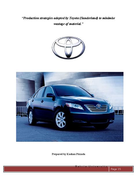 Scribd Bbbbbbbbbbbbbbbbbbbbb Production Strategies Adopted By Toyota Sunderland To