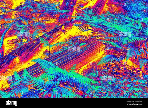 Forest After The Fire Disaster Burnt Trees Lie On Top Of Each Other Amazing Thermography Photo