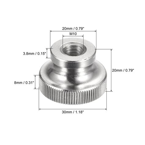 Uxcell Knurled Thumb Nuts 4pcs M10 X D30mm X H20mm 304 Stainless Steel
