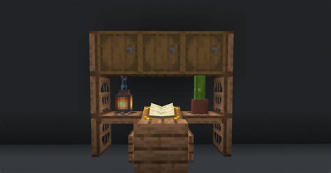 An Easy Minecraft Desk Build Made Out Of Jungle Wood Easy Minecraft
