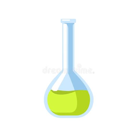 Chemistry Lab Flask Glassware Vessel With Chemical Liquid Fluid Stock
