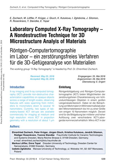 Pdf Laboratory Computed X Ray Tomography A Nondestructive Technique For 3d Microstructure