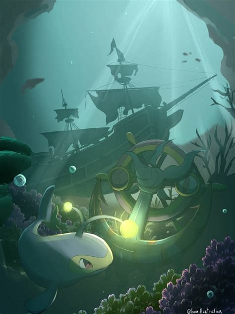 Lanturn And Dhelmise Pokemon Drawn By Bo Bouillustration Danbooru